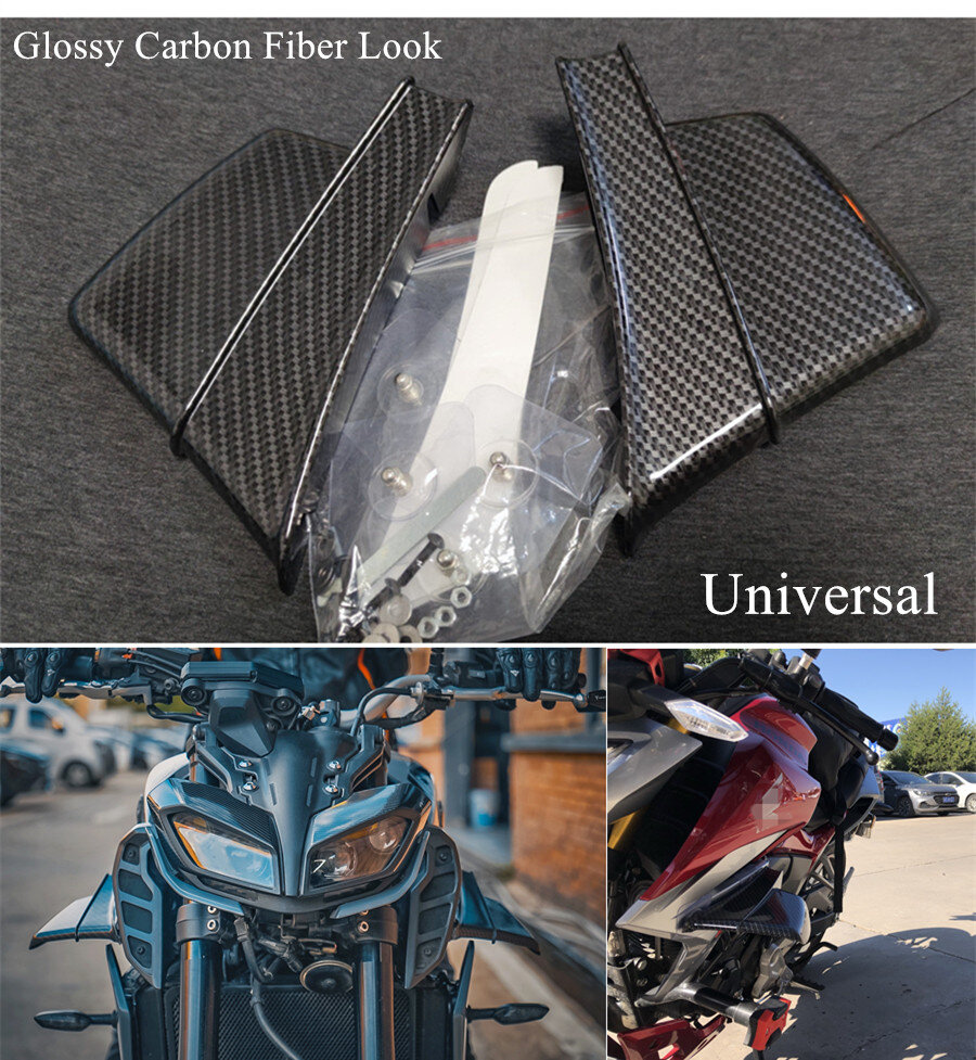 2ШТ Глянцевый Черный ABS Мотоциклетные Крылышки Воздушный Дефлектор Накладка Универсальная