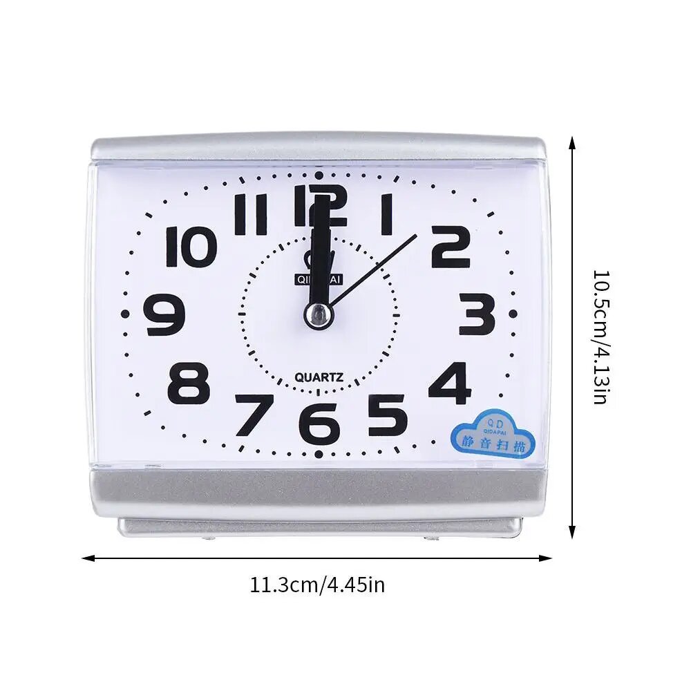 Часы-будильник QD-265, бесшумные, кварцевые, пластик, белый