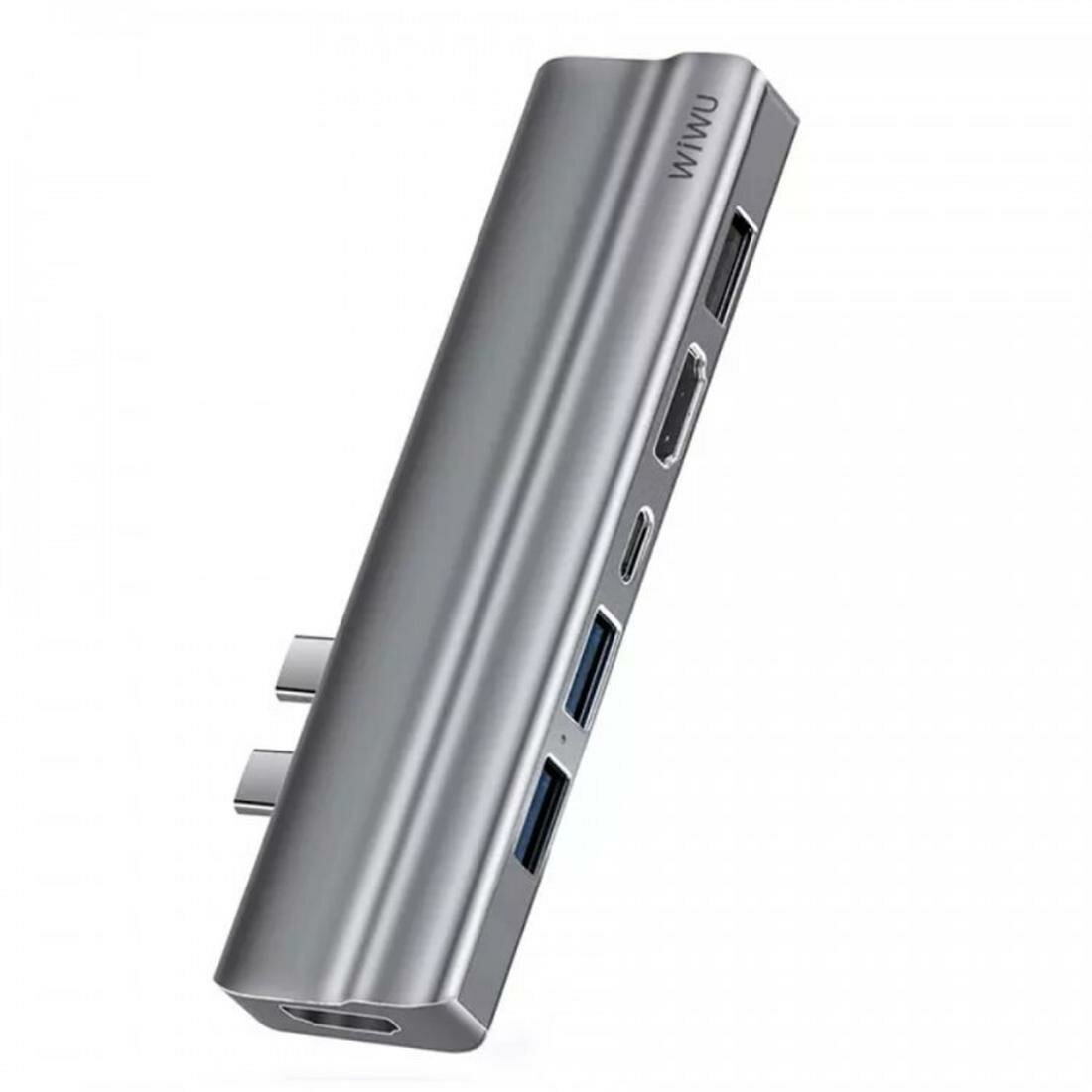 Переходник - Хаб WiWU T9 x2 Type C to x2 HDMI, x2 USB 3.0, USB 2.0, Type C, Cardreader Adapter