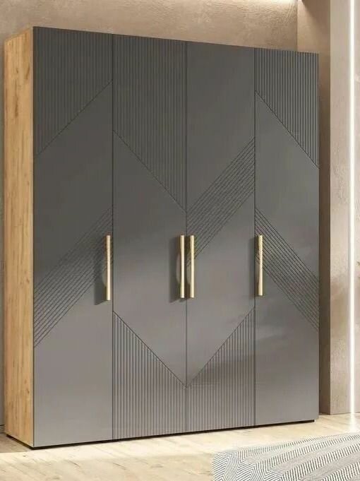 Шкаф распашной Ирис 4-х ств.(1800) (Браш Графит, Дуб Крафт)