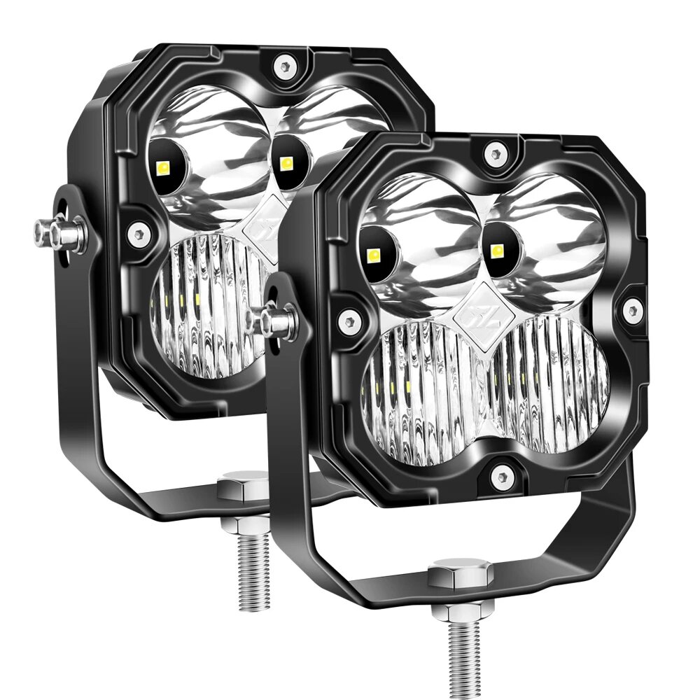 4-дюймовый кубический светодиодный фонарь мощностью 30 Вт, точечные комбинированные рабочие фары, 5500K автомобильный внедорожный фонарь для квадроциклов, UTV, грузовиков, мотоциклов 2Pcs 30W Combo Light