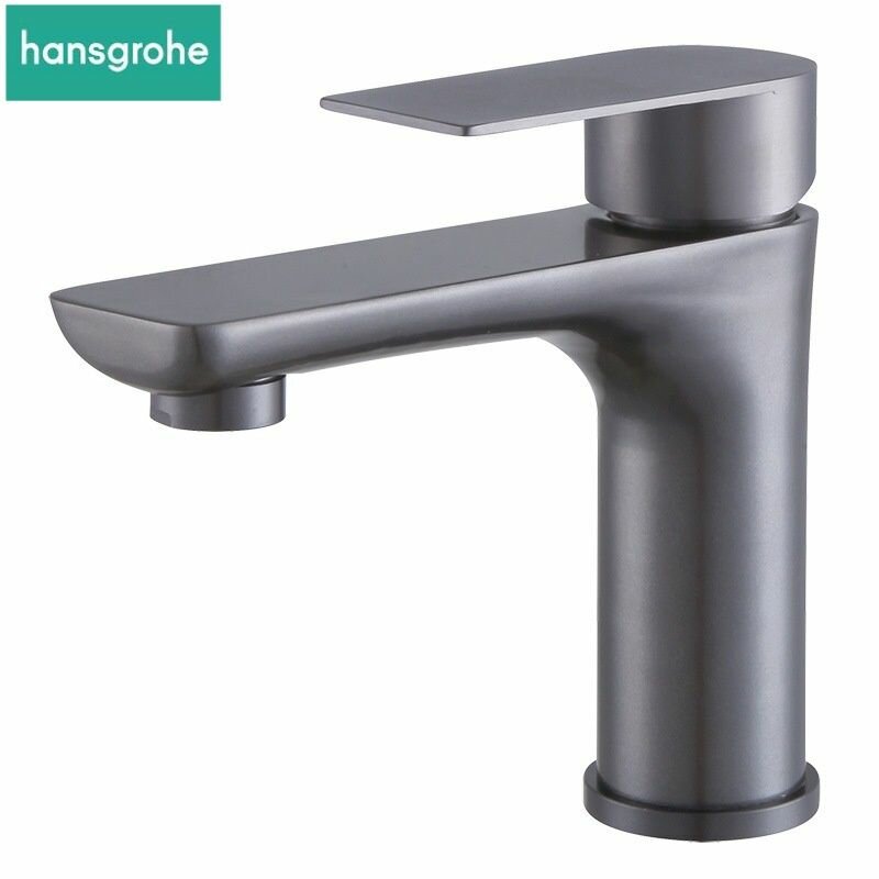 Смеситель Hansgrohe, латунь, глянцевый, серый, для раковины, с защитой от обратного потока