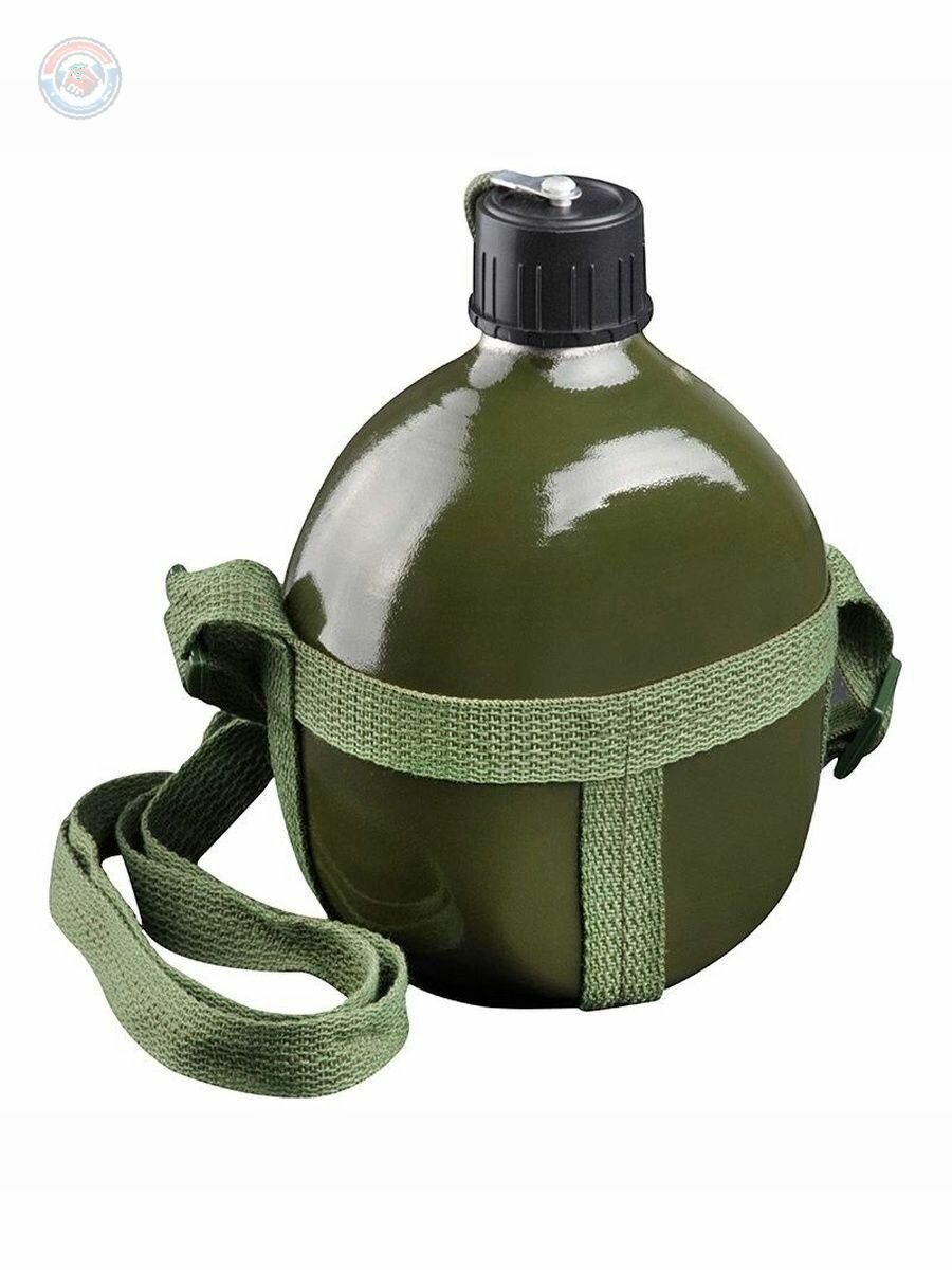 Туристическая фляга ECOS CB-2014 на 1 литр с плечевым ремнем, армейская походная фляжка для воды, тактическая емкость в поход и на природу, подарок мужчине