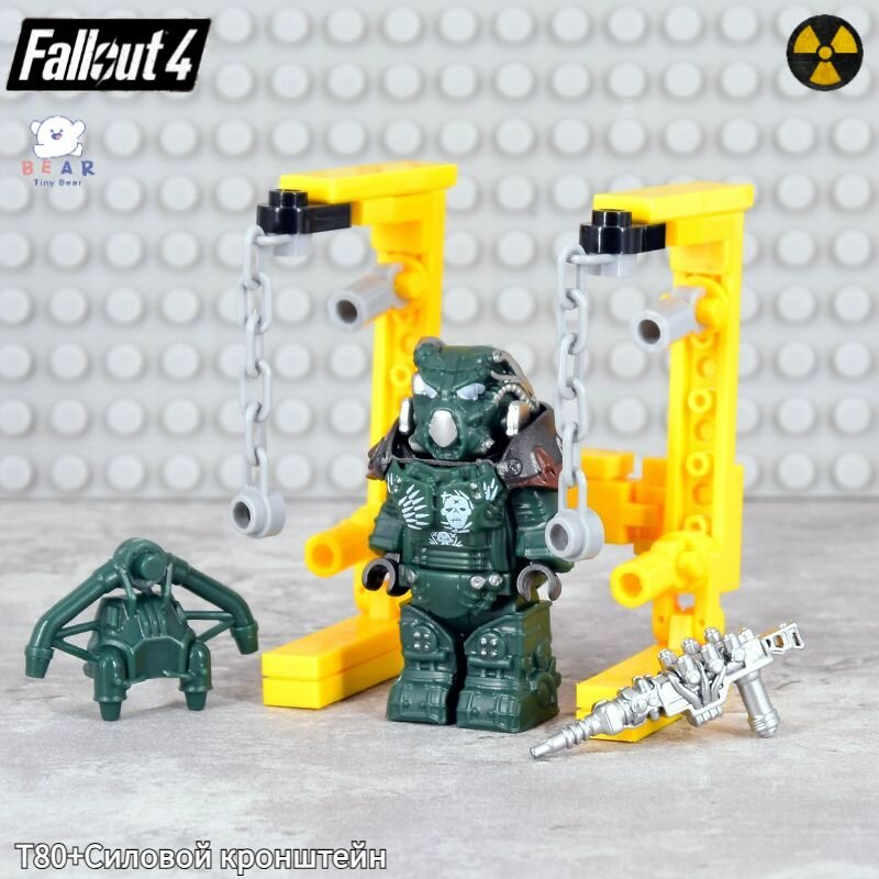 Минифигурка из строительного блока силовой брони Fallout экзоскелета, модель строительного блока силового кронштейна радиации, игра Radiation 4, совместимы с легo конструкторами