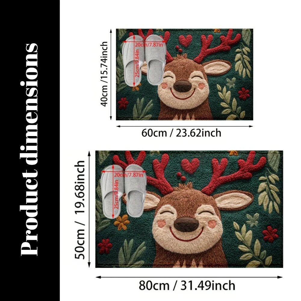Коврик рождественский олень 80x50 см, 1 шт