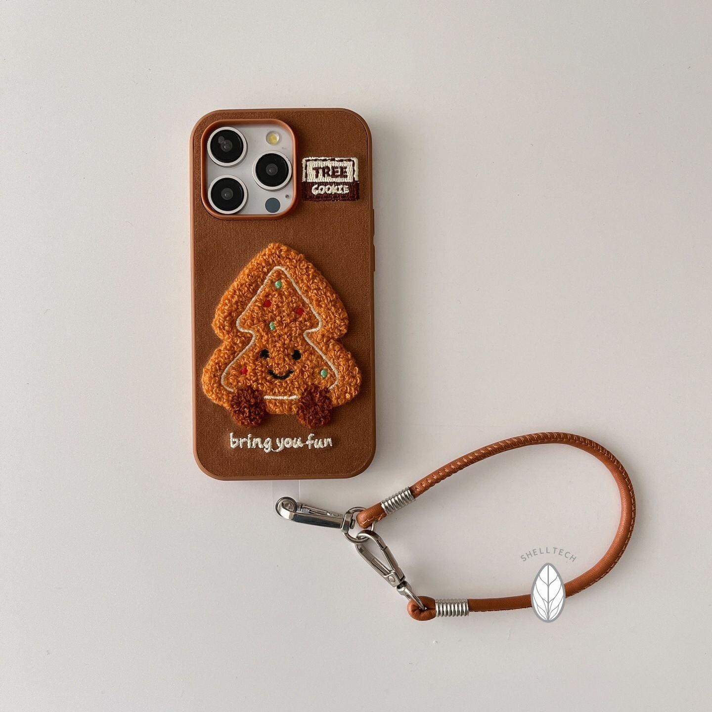 Плюшевый чехол для мобильного телефона с вышитой звездой Рождественской елки, подходящий для iPhone 13