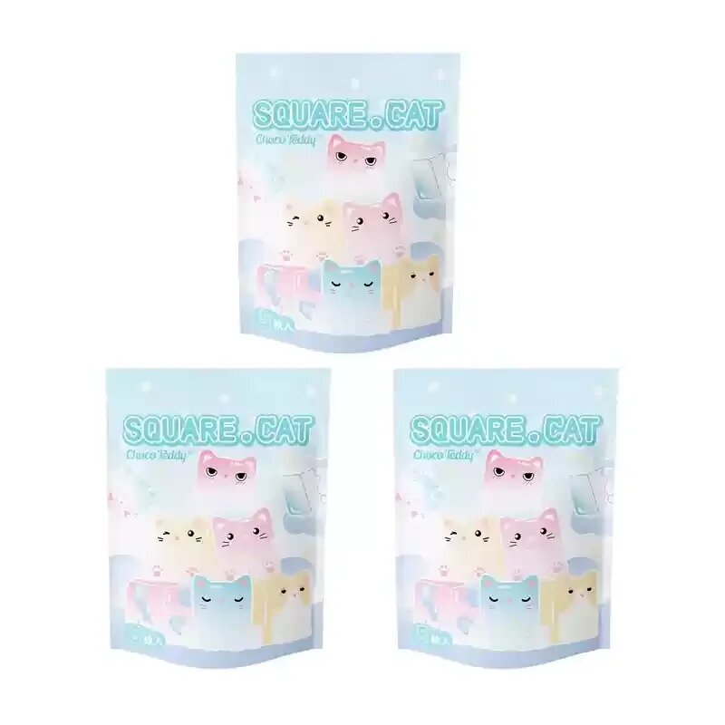 Square Cat Ice Cool Series Blind Bag Cute Bean Anime Character Kawaii Cat Doll Toy Mystery Surprise Box Jewelry Birthday Gift
