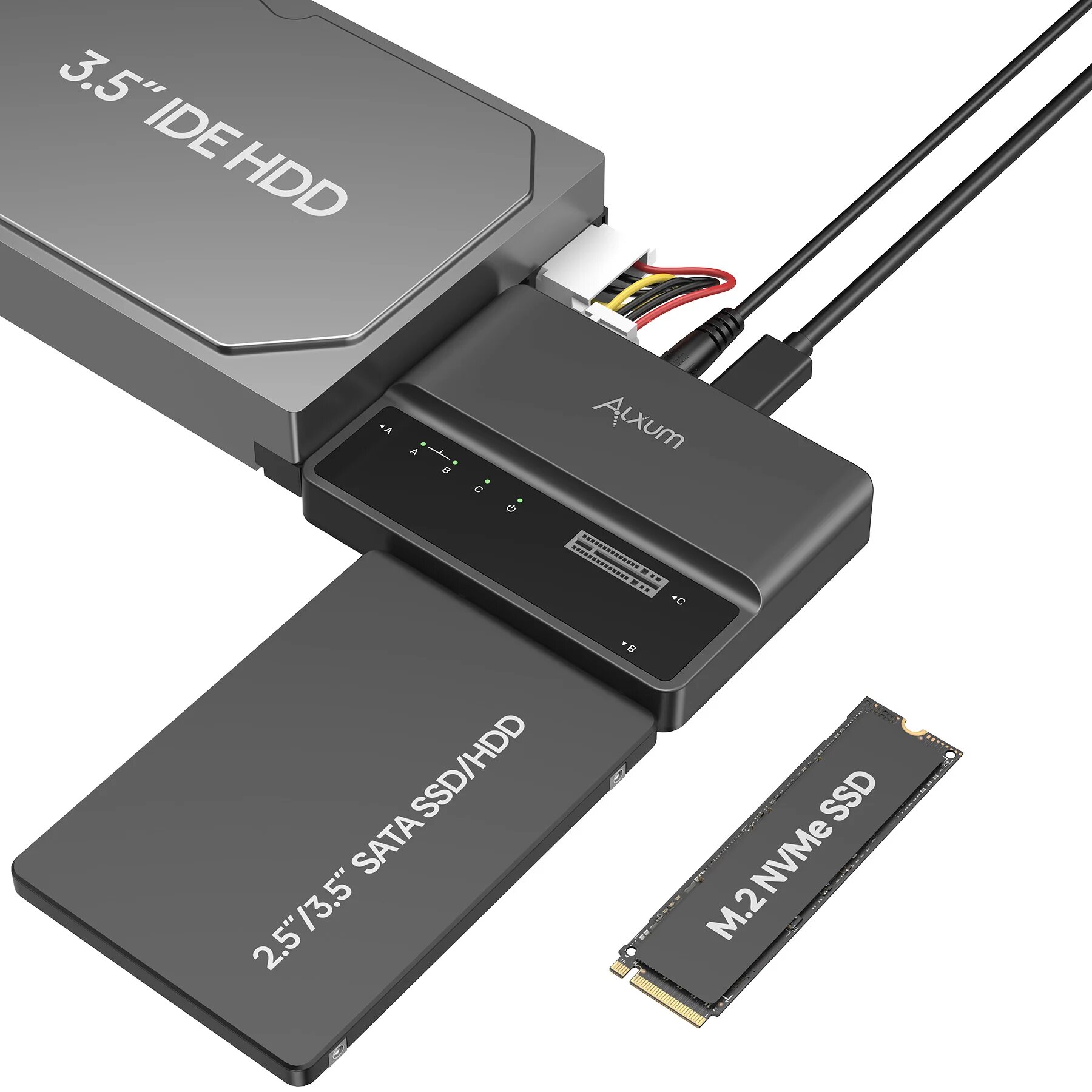 USB-C 3-в-1 адаптер для SSD HDD M.2 NVMe SATA IDE
