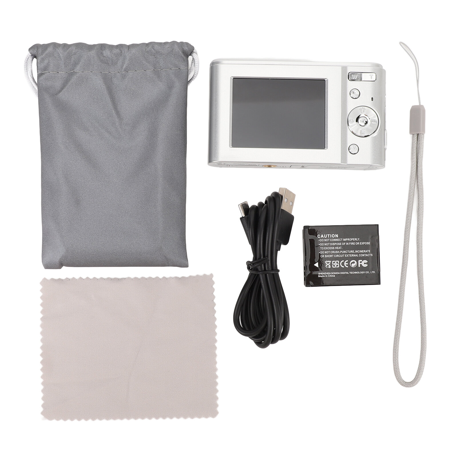 Цифровая камера 1080P 48MP автофокус 16x цифровой зум 2.4 дюймов экран перезаряжаемая компактная камера для взрослых начинающих серебристый