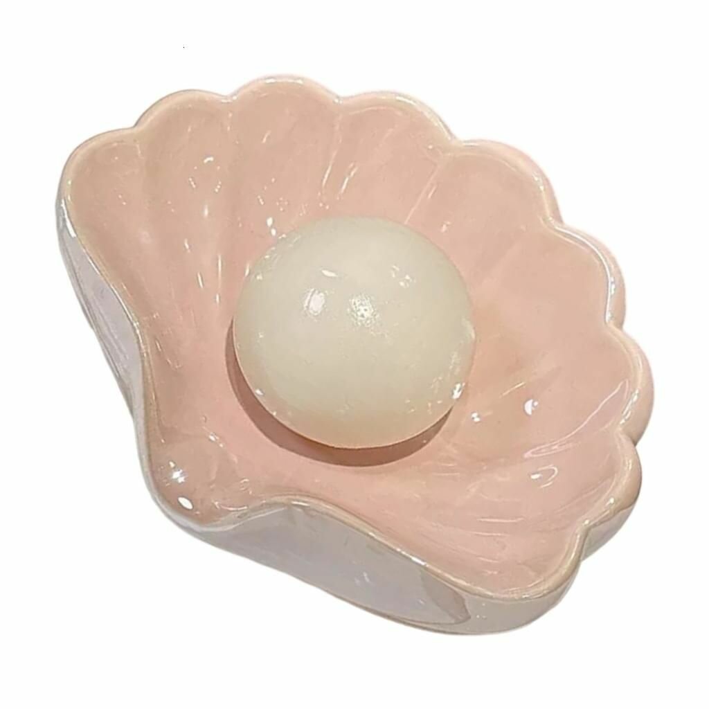 Легкая роскошная мыльница с раковиной для слива воды-розовая