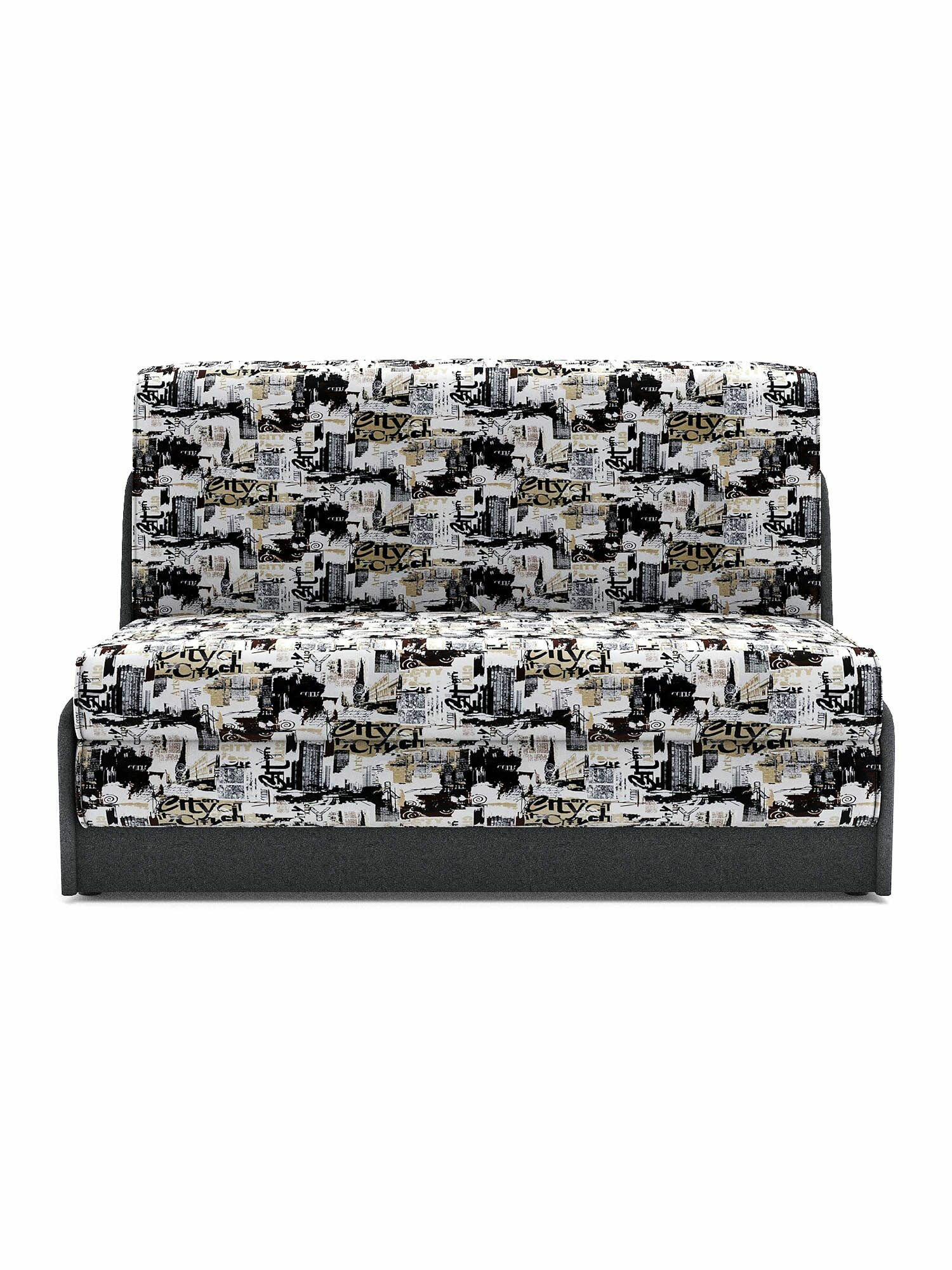 Диван раскладной двуспальный 140 см, без подлокотников, флок Сити серый 71+150 / олбп