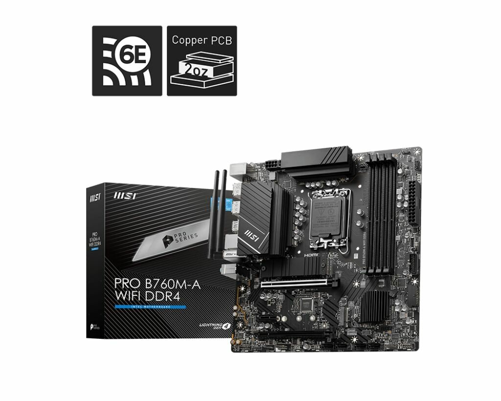Материнская плата MSI PRO B760M-A WIFI DDR4 DDR4, B760, LGA1700