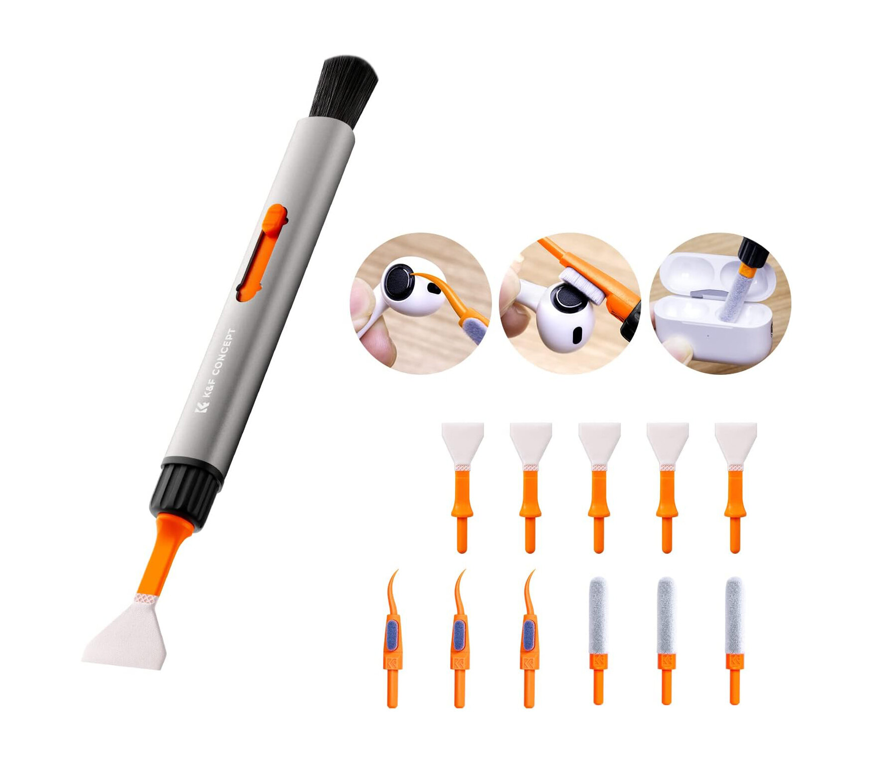 Карандаш со сменными насадками K&F Concept 1976, для чистки оптики и матриц Full Frame