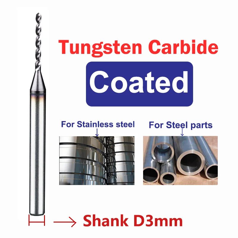 Micro Twist Bit Прецизионный мини-диаметр 0,15 мм ~ 3 мм Токарный станок с ЧПУ для обработки отверстий Монолитный металл Coated-D3, 2.95mm