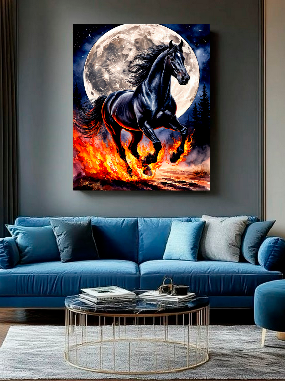 Картина по номерам Огненная лошадь 40х50 см, хлопковый холст на подрамнике, акрил