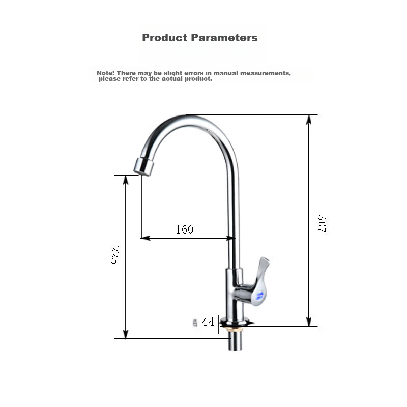 JOMOO Kitchen Faucet, Sink Vegetable Washing Basin Single Cold Water Faucet, Brass Body Faucet 77020-182/1C