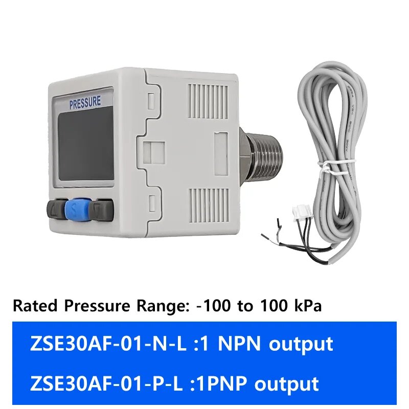 ZSE30AF ISE30A Реле давления с цифровым дисплеем RS485 MODBUS RTU Манометр вакуума SMC Тип NPN/PNP Выходной манометр, ZSE30AF -100-100 kPa, 01-N-L (NPN)