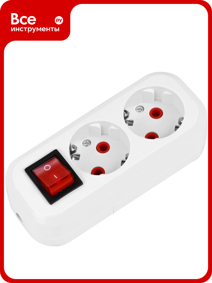 Розеточная колодка TDM ELECTRIC 2 гнезда 2П+3 с выключателем 16А 250В