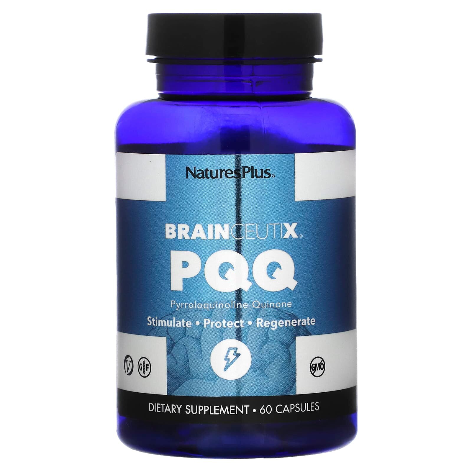 NaturesPlus, BrainCeutix, пирролохинолинхинон PQQ, 20 мг, 60 капсул