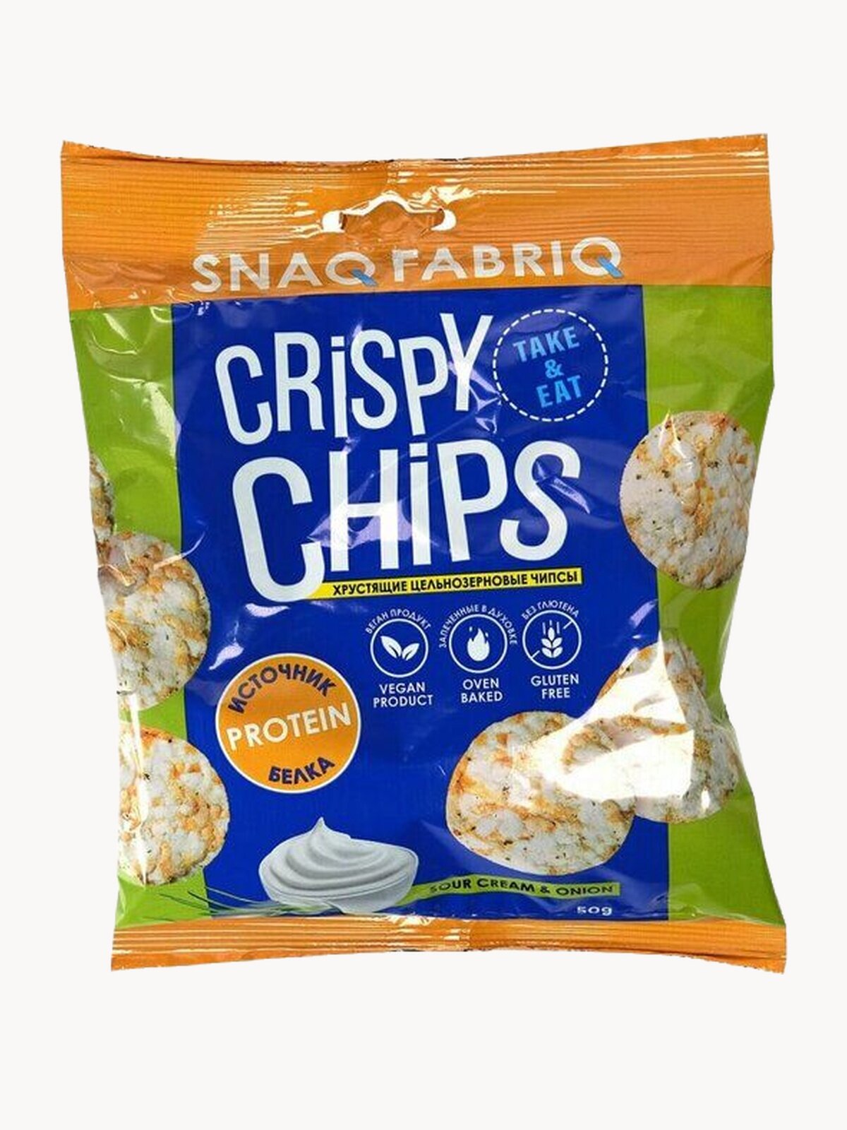 Snaq Fabriq Чипсы низкокалорийные без глютена - Сметана и зелёный лук, 6шт х 50 г