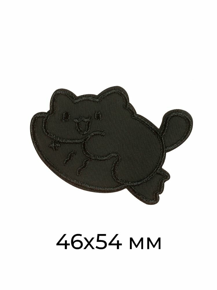 Нашивка Котик с рыбкой 46x54 мм, Заплатка на одежду, Термоаппликация