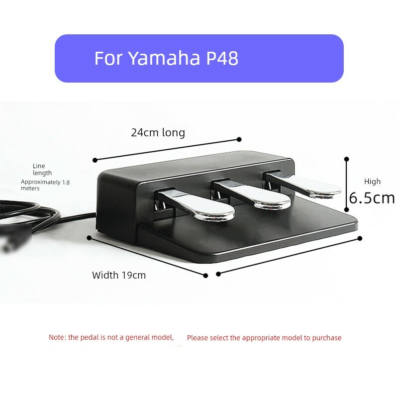 Педаль для фортепиано Yamaha P48 3-педальная, совместимая с MIDI, черная, вес 3.2 унции, размеры 6x4x2 см