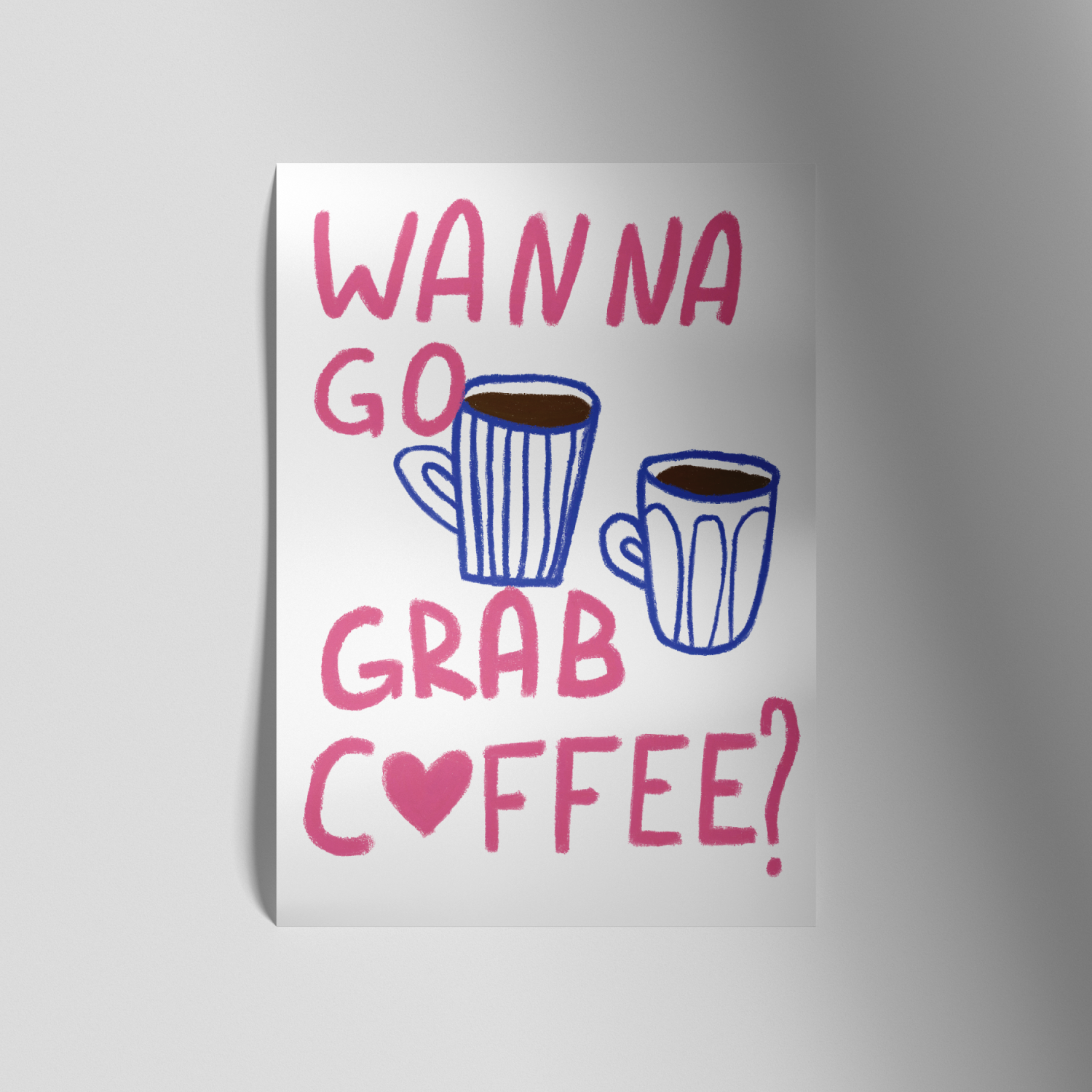 Постер без рамы "WANNA GO GRAB COFFEE", бумага, цифровая печать, формат А3 30x42 см в стиле Pinterest