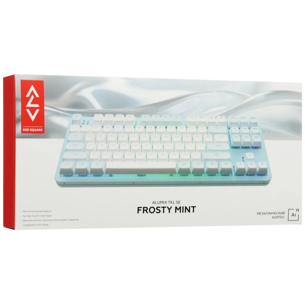 Клавиатура проводная Red Square Alumix TKL SE Frosty Mint, механическая, скелетон