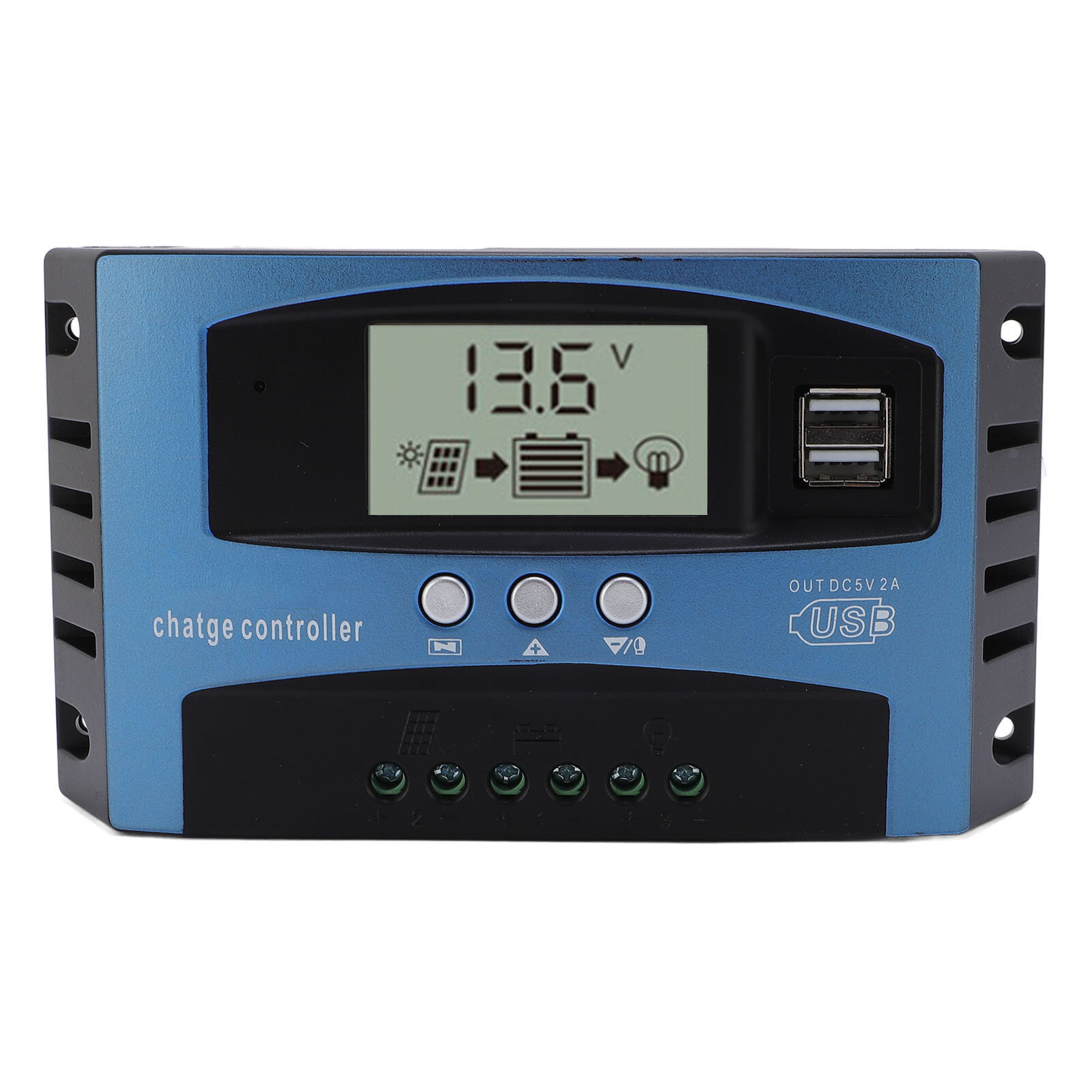 Solar Panel Controller MPPT 12V/24V Charging Dual USB DC Rechargeable Charge 50A