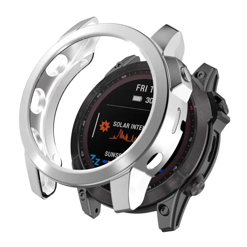 Чехол для Garmin Epix Pro 42 мм с электролитическим покрытием — серебристый для спорта и путешествий
