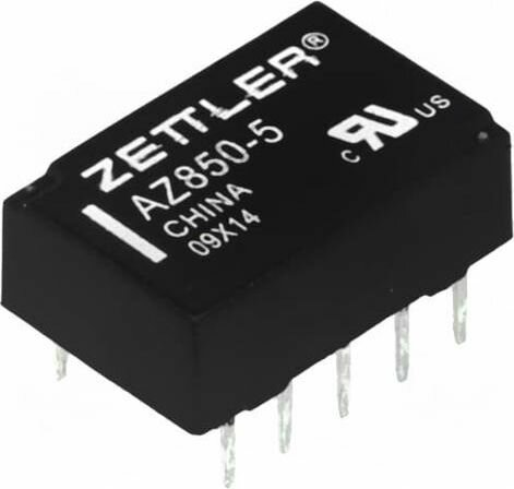 Реле ZETTLER AZ850-5 электромагнитное DPDT Uобмотки: 5ВDC 0,5A/125ВAC 1А 50ВА 1шт