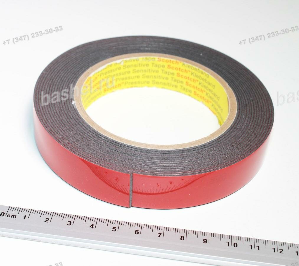 Скотч двусторонний с моментальной адгезией 3M РТ1100, чёрный, на акриловой основе 1.1 мм x 20 мм x 4,7 м. ориг.