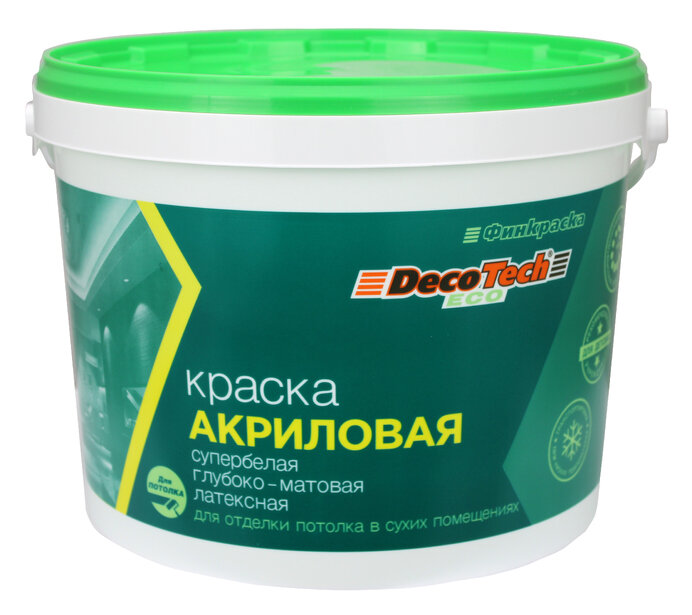Краска DecoTech ECO акриловая для сухих помещений латексная 14кг