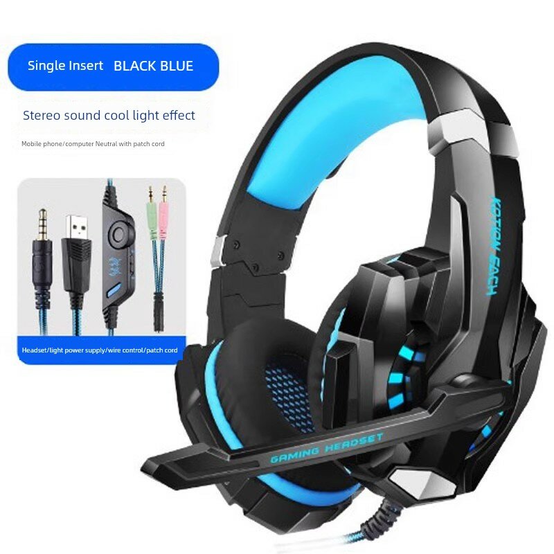 YinZhuo G9000 Игровая гарнитура с проводом 7.1 Surround Sound шумоподавление черно-синий цвет с 3.5 мм адаптером для ПК