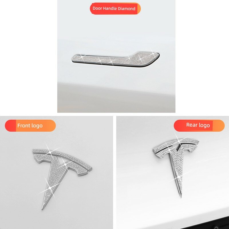 Подходит для модификации интерьера Tesla Model 3/Y, наклейки на руль, на дверные ручки, декоративные наклейки с