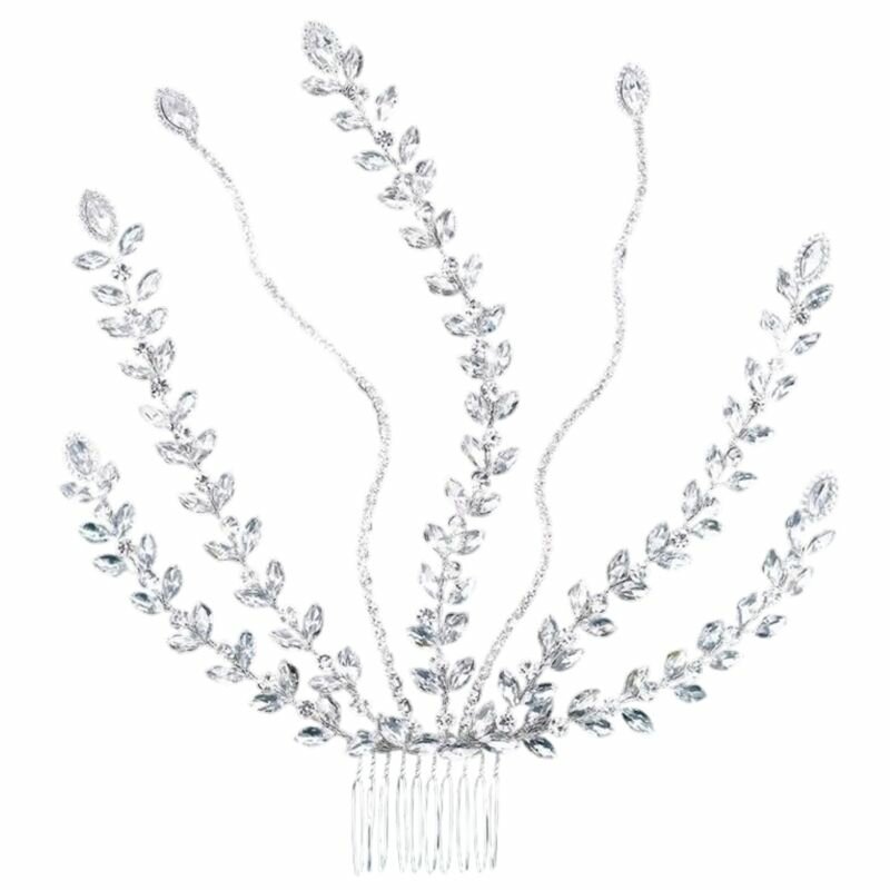 Серебряная расческа-вставка из пшеничного колоса, свадебная тарелка для волос, гибкая расческа волос горного хрусталя