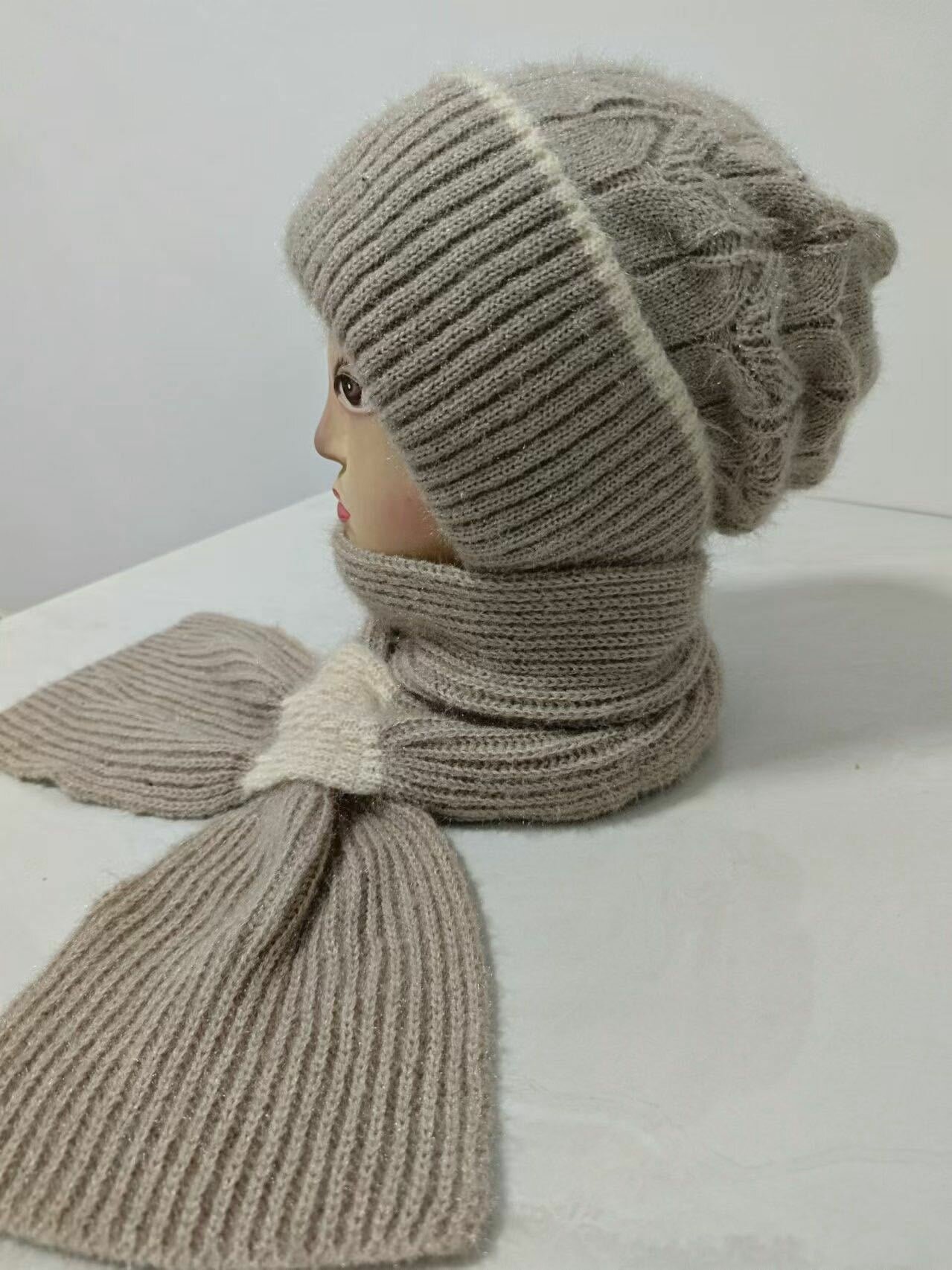 Зимняя женская шапка, шарф, цельная утолщенная бархатная теплая шапка, осенне-зимняя новая бархатная толстая морозостойкая шапка с беличьим узором