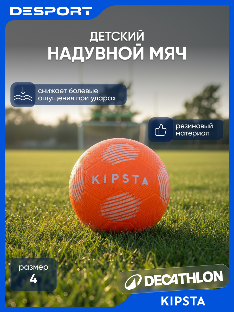 Детский надувной мяч оранжевый Kipsta