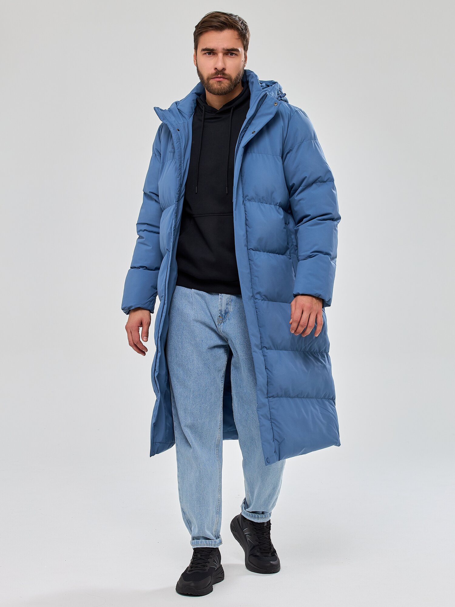 Пуховик Long Padded Jacket, мужской, зимний, удлиненный, с капюшоном