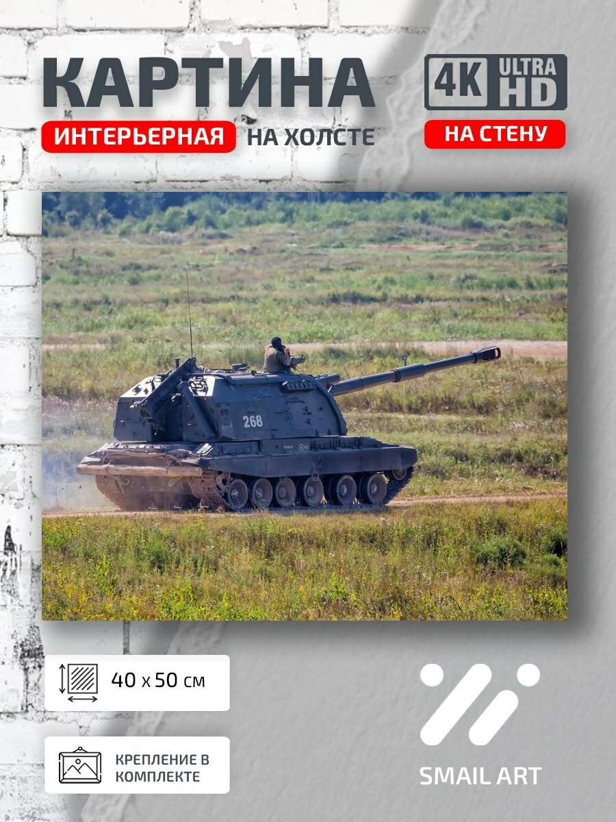 Картина на холсте интерьерная 40 на 50 на стену 152-мм самоходная для студии атмосфера