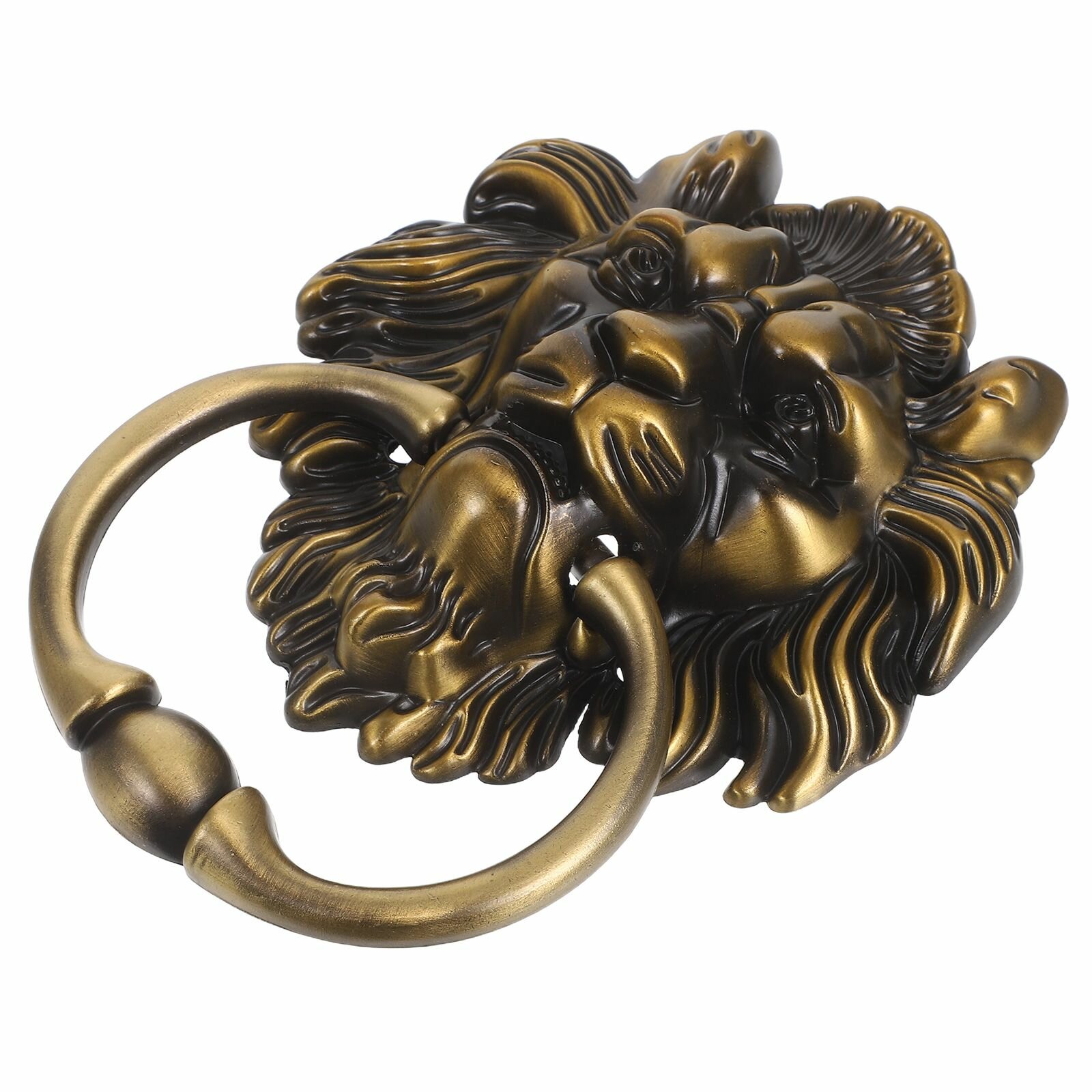 Дверная ручка кольцо со львиным головой из цинкового сплава в старинном стиле, тёмно-зелёного цвета для дома