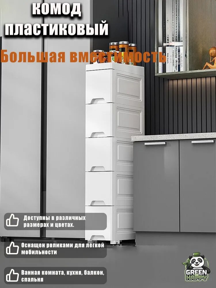 Комод пластиковый с 4 ящиками, 18х30x65.5 см, белый, для дома
