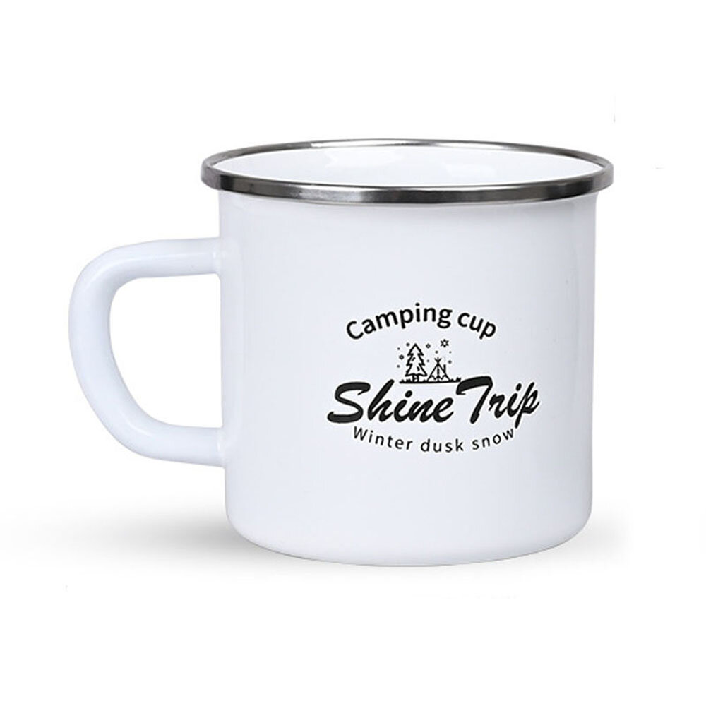 ShineTrip Кружка эмалированная для кемпинга 12oz 350ml белый черный нержавеющая сталь портативная для кофе чая молока кемпинг пикник трекинг барбекю 1 шт