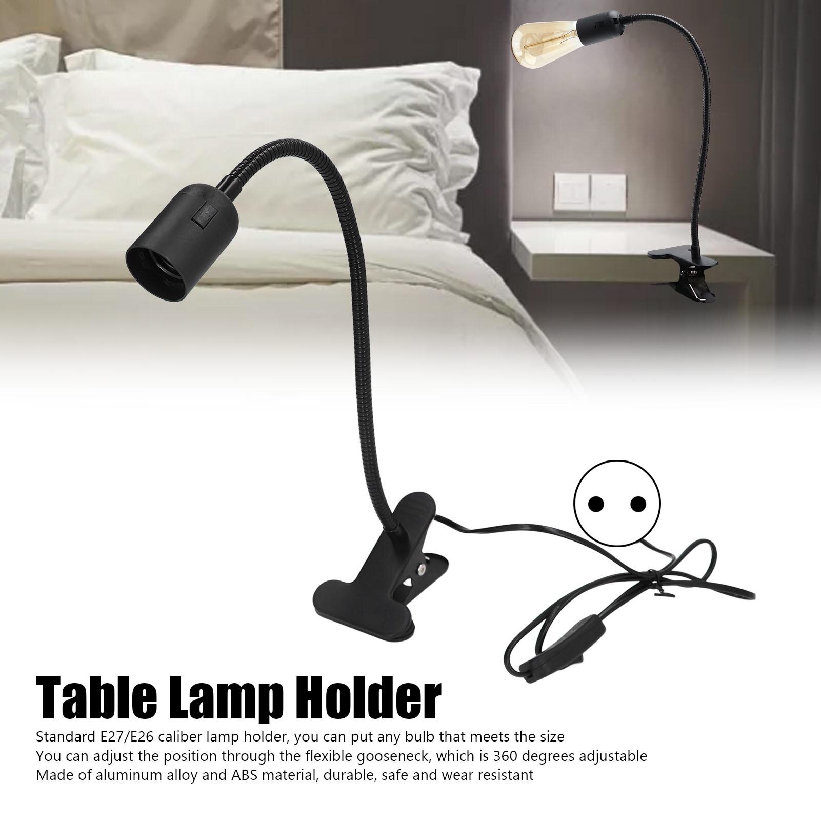 E27/E26 Держатель лампы с зажимом Держатель настольной лампы Держатель лампы для ночного чтения для спальни Общежитие 100 240VEU Plug