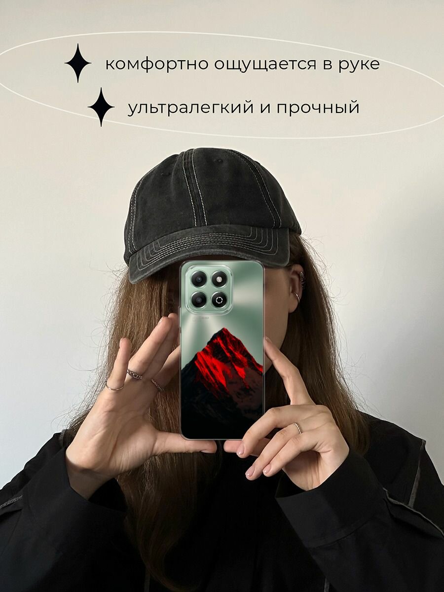 Чехол на Honor X6b / Хонор X6b с принтом Красная гора 2, прозрачный — фото 1