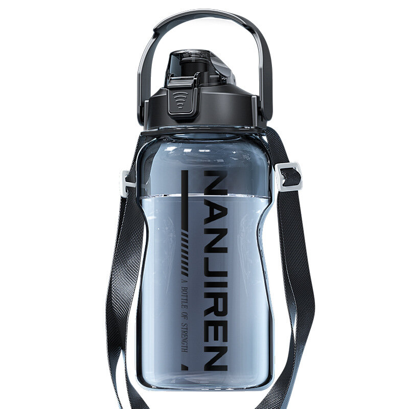 Спортивная бутылка из материала Тритан BPA FREE. Сеткой для чая и фруктов, с ручкой и лямкой для ношения через плечо, Фляга для спортзала 1500 мл синий цвет