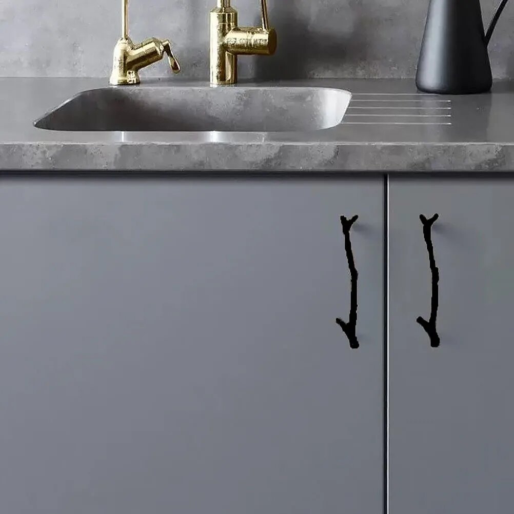 2 шт. Декоративные ручки для ящиков в форме ветки, металлические ручки для шкафов, мебельные ручки для дверей гардероба и обувных тумб, легко устанавливаемые