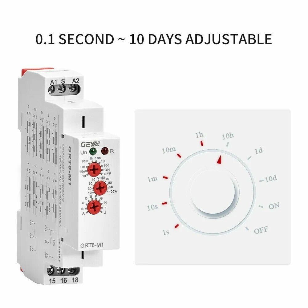 O038J GRT8-M1 Реле задержки выключения 16A AC/DC12V-240V Многофункциональное реле таймера на DIN-рейку