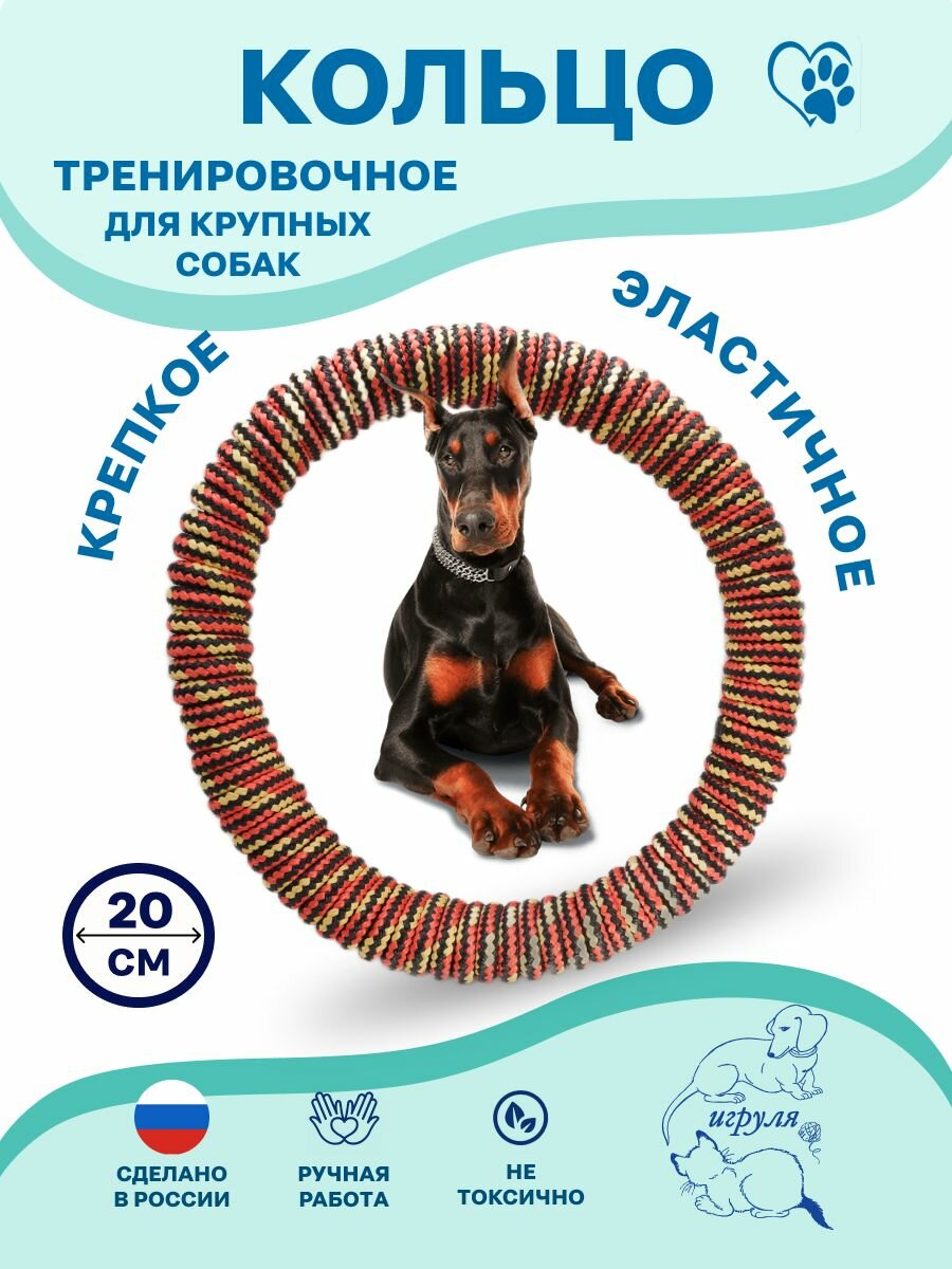 Эластичное кольцо Графен Красный, безопасное для зубов собак 20 см. Игрушка (апорт, пуллер, канат, резиновые кольца, тренировочный снаряд) для собак средних и крупных пород.