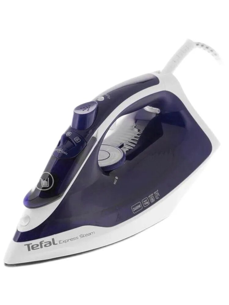 Утюг TEFAL FV 2837, 2400 Вт, керамика, вертикальное отпаривание, синий